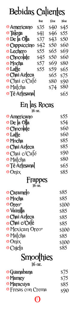 Menú Precios – El Hidalgo Cafe Tijuana